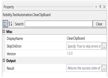 ClearClipBoard- TextAutomation | Robility Docs